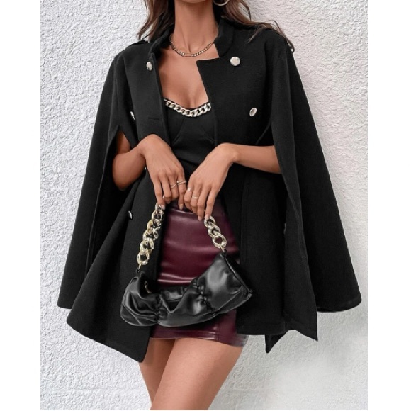 Jackets And Coats Luxe Button Up Double Breasted Cape Coat Poshmark